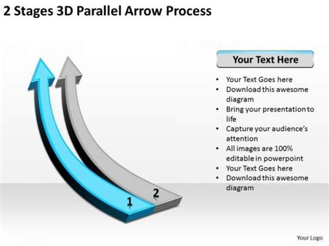 define parallel processing 2 stages 3d arrow powerpoint templates