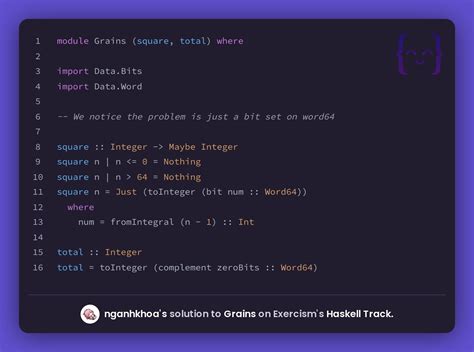 Nganhkhoa S Solution For Grains In Haskell On Exercism