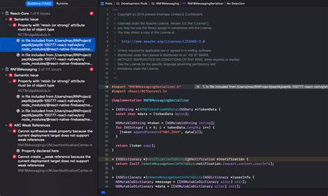 ios getting error rctbridgemodule h property with retain or strong attribute must be of