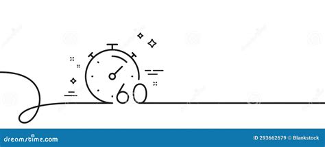 Timer 60 Minutes Line Icon Stopwatch Time Sign Continuous Line With