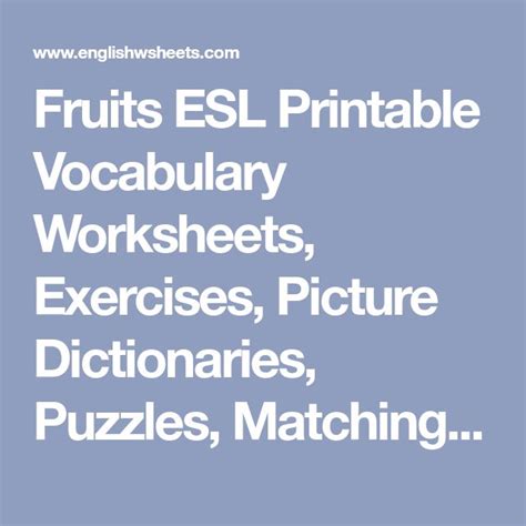 Fruit Vocabulary Worksheets