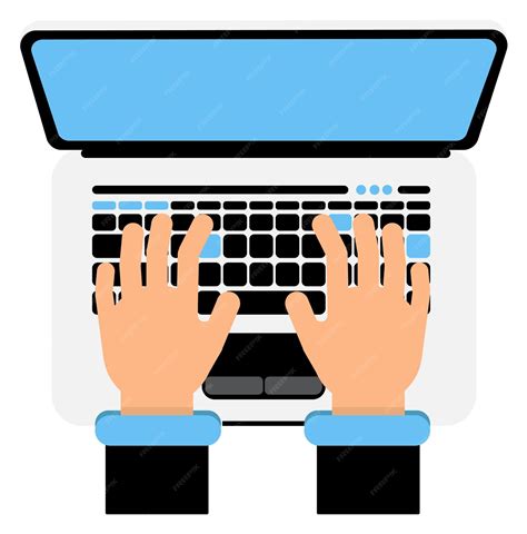 Premium Vector Hands Typing On Laptop Keyboard Workplace Top View