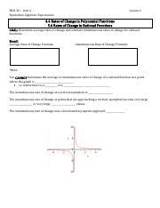 Determining Rates Of Change In Polynomial And Rational Functions Course Hero