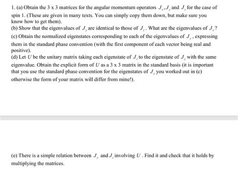 Solved A ﻿obtain The 3×3 ﻿matrices For The Angular