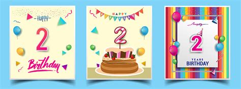 벡터 집합의 생일 초대장 인사말 카드 디자인 색종이와 풍선 생일 케이크 생일 축 하 파티에 대 한 다채로운 벡터 템플릿 요소 공휴일에 대한 스톡 벡터 아트 및 기타 이미지