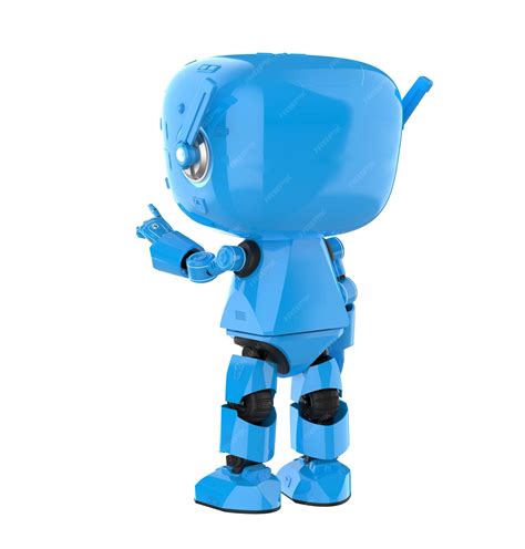 Premium Photo Cute And Small Artificial Intelligence Personal Assistant Robot Finger Point