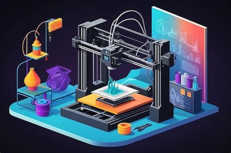 Premium Photo Innovation Unleashed 3d Printer Creating A Model In The Tech Lab Flat Vector