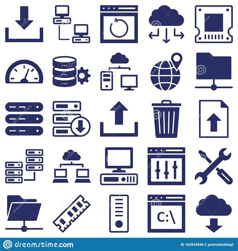 Database Server And Location Icons Set Every Icon Can Easily Modify Or Edit Stock Vector