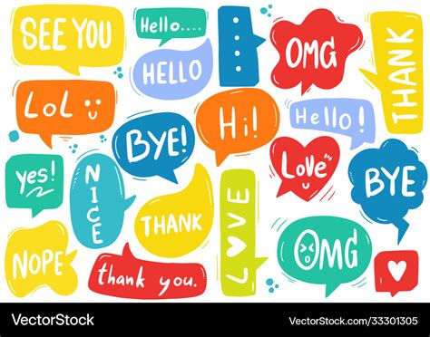 Hand Drawn Background Set Cute Speech Bubble Vector Image