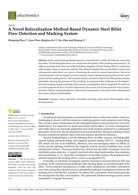 Pdf A Novel Relocalization Method Based Dynamic Steel Billet Flaw Detection And Marking System