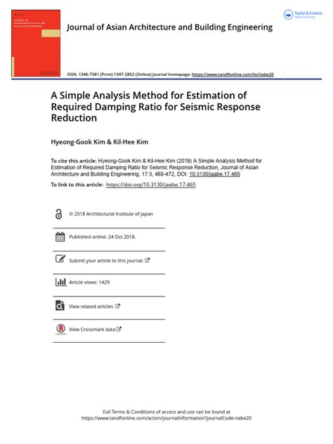 A Simple Analysis Method For Estimation Of Required Damping Ratio For Seismic Response Reduction