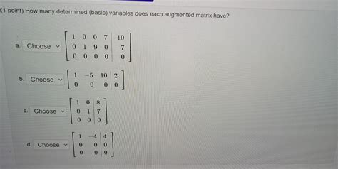 solved 1 point given the augmented matrix 1 a 4 3 5 3 5