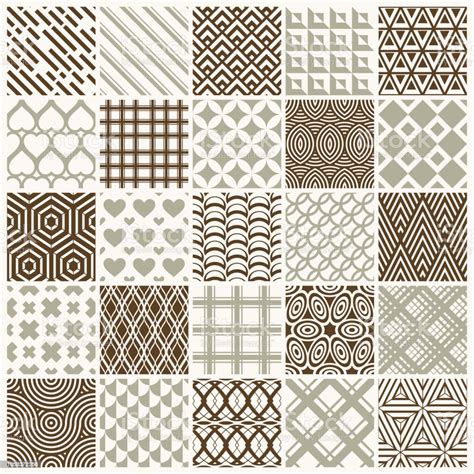 Rhombuses 사각형 원 같은 다른 숫자로 구성 된 벡터 끝 없는 기하학적 인 패턴의 집합입니다 25 그래픽 타일 장식