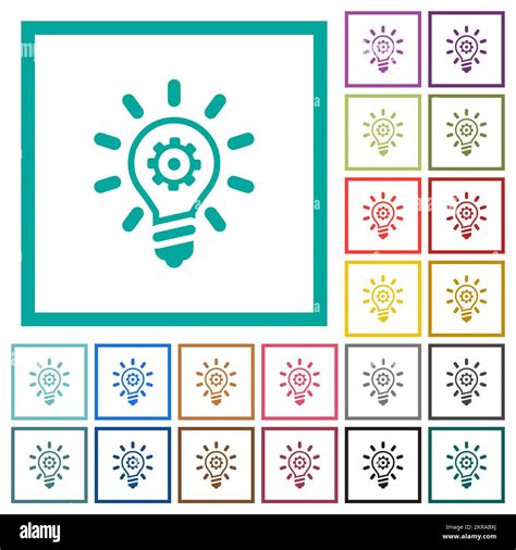 Innovation Outline Flat Color Icons With Quadrant Frames On White Background Stock Vector Image