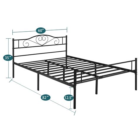 Vecelo Metal Platform Bed Frame With Headboard And Footboard Steel Slats