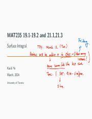 Surface Integral Computation And Application Examples Course Hero
