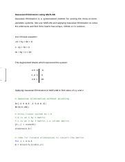 Gaussian Elimination Using MATLAB Docx Gaussian Elimination Using