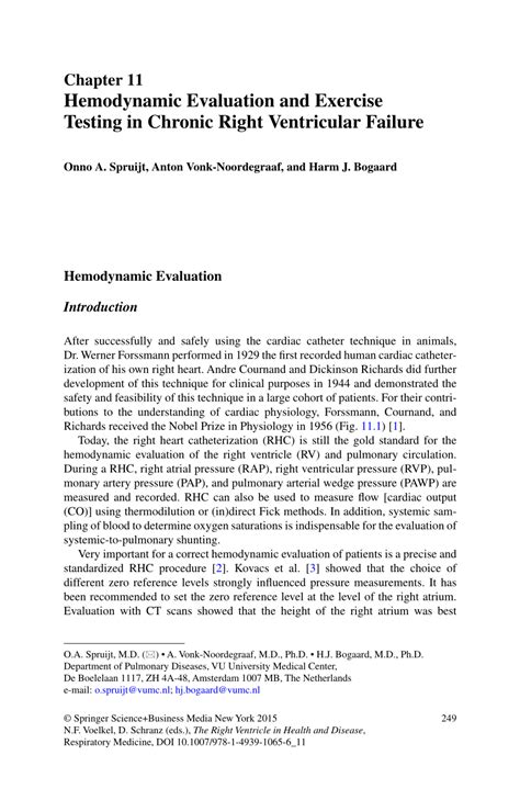 Pdf Hemodynamic Evaluation And Exercise Testing In Chronic Right