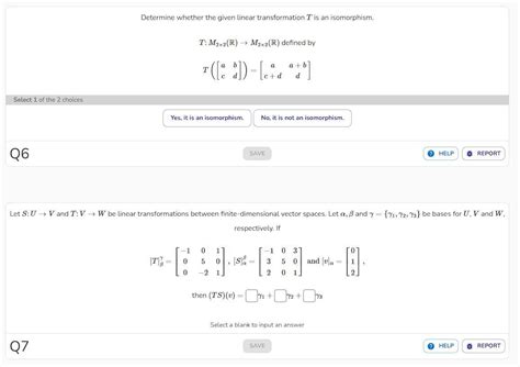 solved determine whether the given linear transformation t