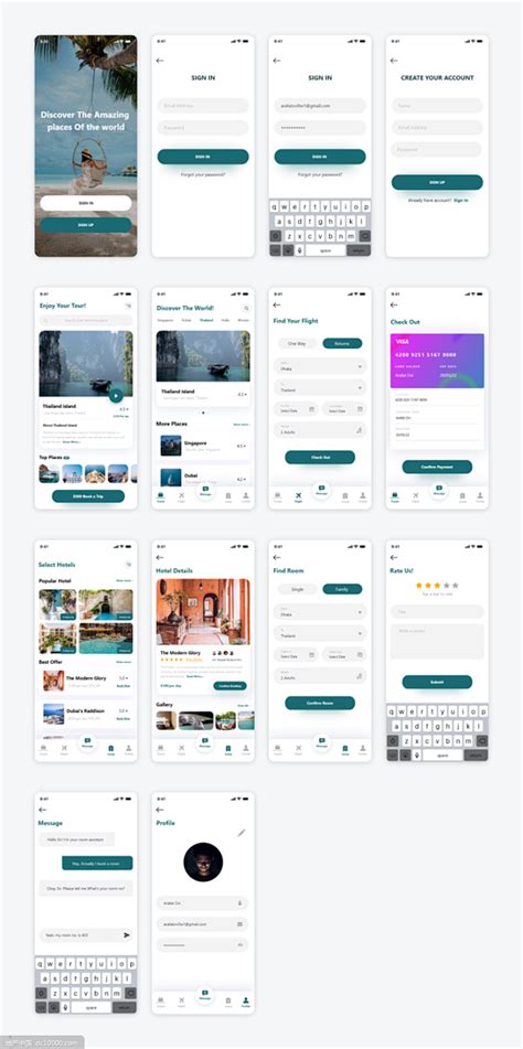 旅行app Ui Xd素材下载