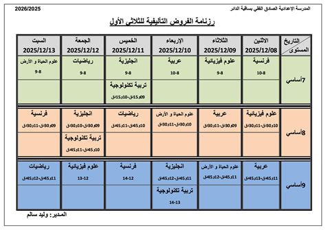 رزنامة الأسبوع المغلق و الأسبوع المفتوح للثلاثي الأول 20262025 🌺🏆