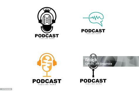 팟캐스트 로고 벡터 헤드셋 및 채팅 간단한 빈티지 마이크 디자인 Dj에 대한 스톡 벡터 아트 및 기타 이미지 Dj 공연 귀 부분 Istock