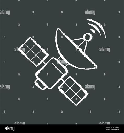 Space Satellite Chalk White Icon On Black Background Stock Vector Image And Art Alamy