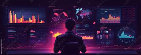 Data Analyst Working With Futuristic Digital Dashboard Displaying