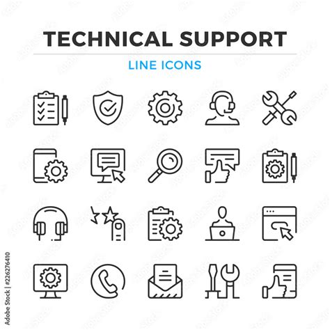 Technical Support Line Icons Set Modern Outline Elements Graphic Design Concepts Simple