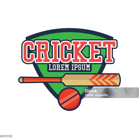 크리켓 귀하의 슬로건에 대 한 텍스트 공간 로고 태그 라인 벡터 일러스트 레이 션 경기 스포츠에 대한 스톡 벡터 아트 및 기타 이미지 경기 스포츠 경쟁 공 스포츠