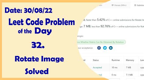 rotate image leetcode daily challenge youtube