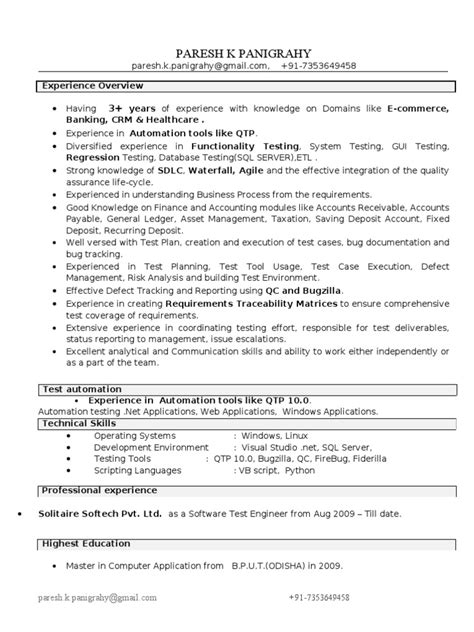 Testing Resume Pdf Microsoft Sql Server Software