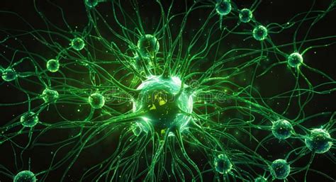 Digital Mindscape Intricate Neural Network In Glowing Blue Stock