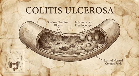 Ulcerative Colitis Medical Illustration Digestive System Disease