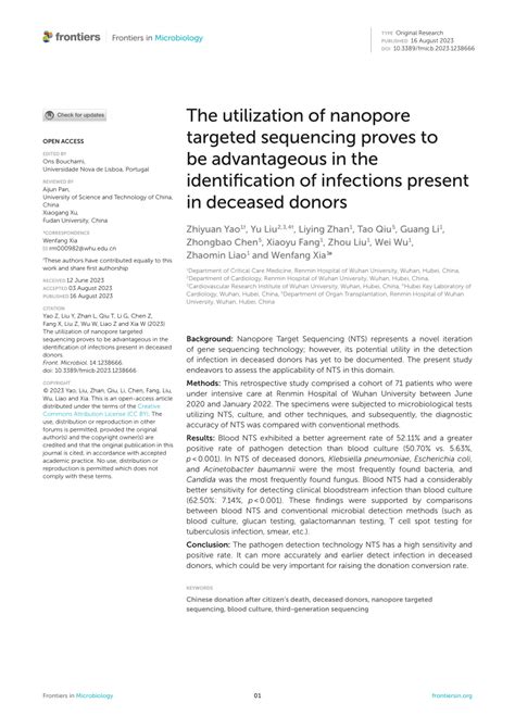 Pdf The Utilization Of Nanopore Targeted Sequencing Proves To Be Advantageous In The