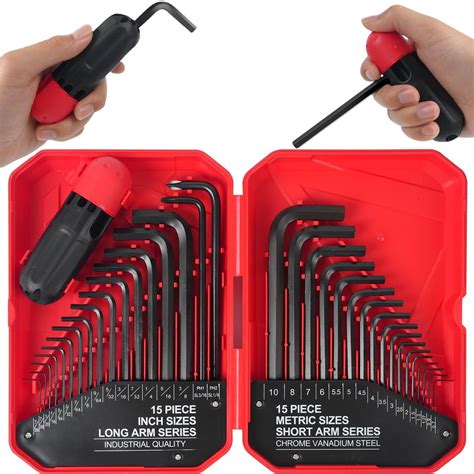 Lozagu 35 Piece Allen Wrench Sets Metric And Standard Hex Key Set Allen Key Set Mm 0 7mm 10mm
