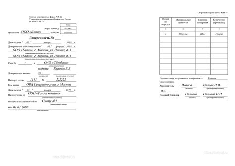 Доверенность на получение ТМЦ формы М 2 М 2a образец 2025