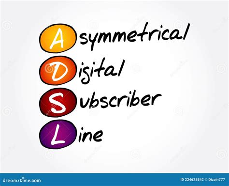 Adsl Asymmetrical Digital Subscriber Line Acronym Technology Concept Background Stock