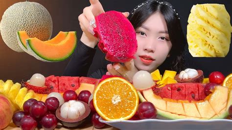 Asmr 먹방 두아 루이 수박 파인애플 레드 드래곤 프룻 망고스틴 라자니아 오렌지 자두 음식 소리 🍉🍍🍈 Youtube