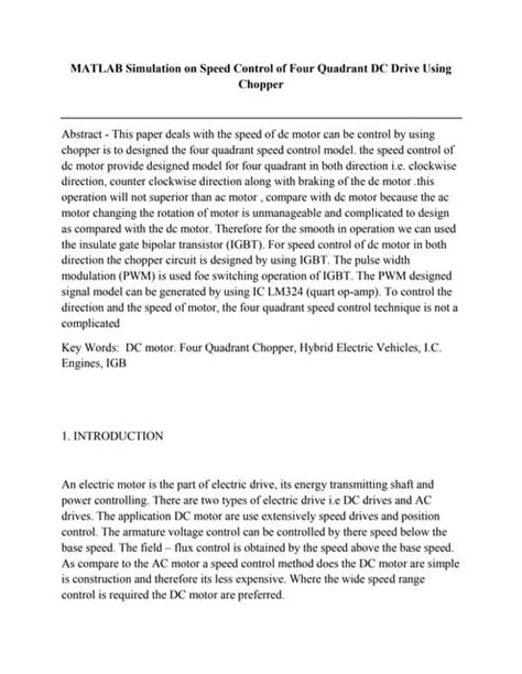Speed Control Of Dc Motor Using Chopper Pptx