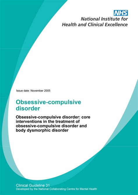 Nice Guidelines For The Treatment Of Ocd Ocd Uk