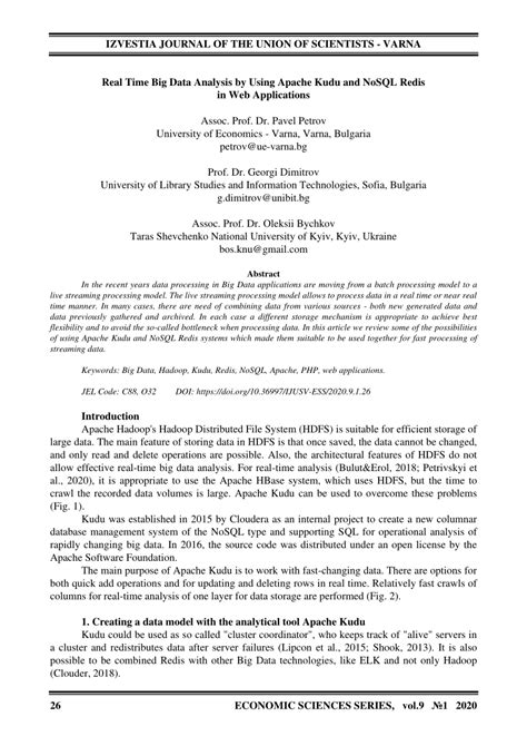 pdf real time big data analysis by using apache kudu and nosql redis