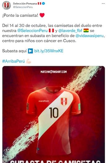 Selección Peruana Subasta Las Camisetas Del Perú Vs Bolivia Para