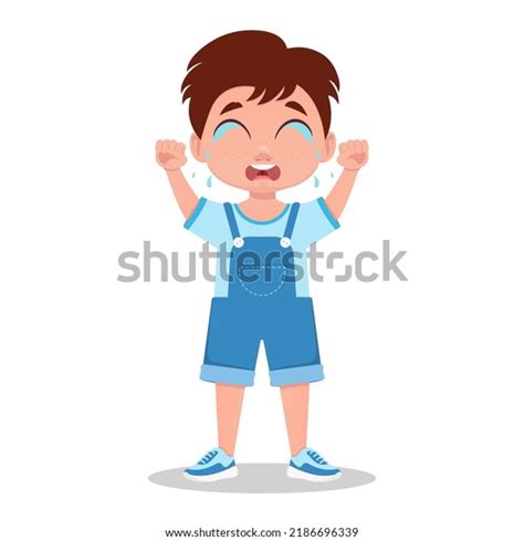 Cute Boy Crying Vector Illustration เวกเตอร์สต็อก ปลอดค่าลิขสิทธิ์
