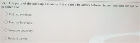 Solved The Parts Of The Building Assembly That Create A Boundary