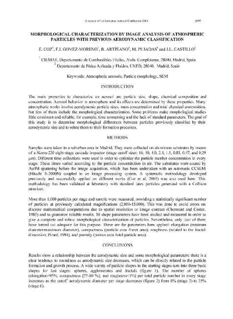 Pdf Morphological Characterization By Image Analysis Of Atmospheric