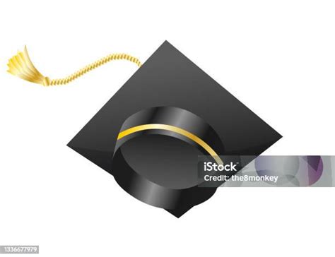 졸업 한도 학위 의식 및 교육 프로그램 디자인에 대한 요소 졸업 대학 또는 대학 검은 모자 표지 아카데믹 캡 흰색 배경에 고립 된 고등학생 모자 3차원 형태에 대한 스톡