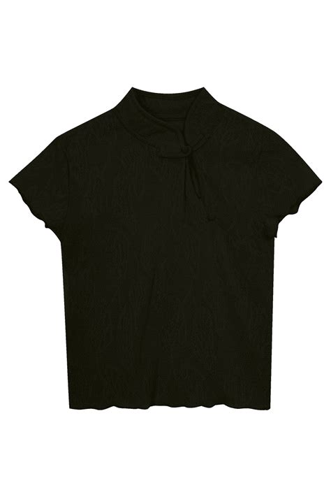 에그카 우아한 개구리 단추가 달린 빈티지 참 레이스 블라우스 위시버킷