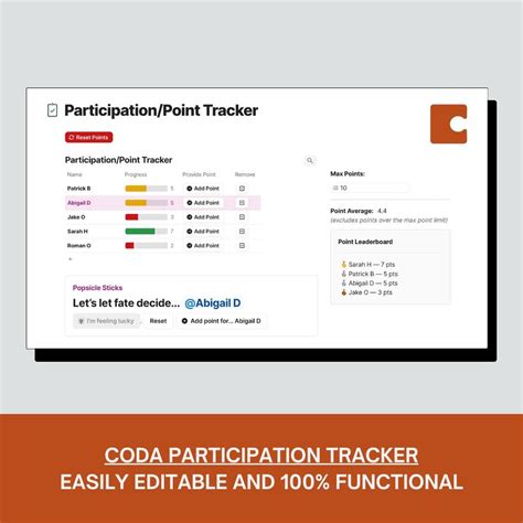 Participation And Point Tracker In Automated Leaderboard Random Picker Ideal For