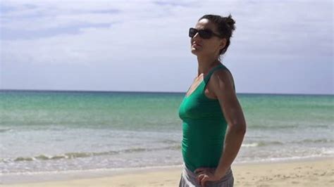 Woman Dress Walking On Beach Super Stock Footage Video 100 Royalty